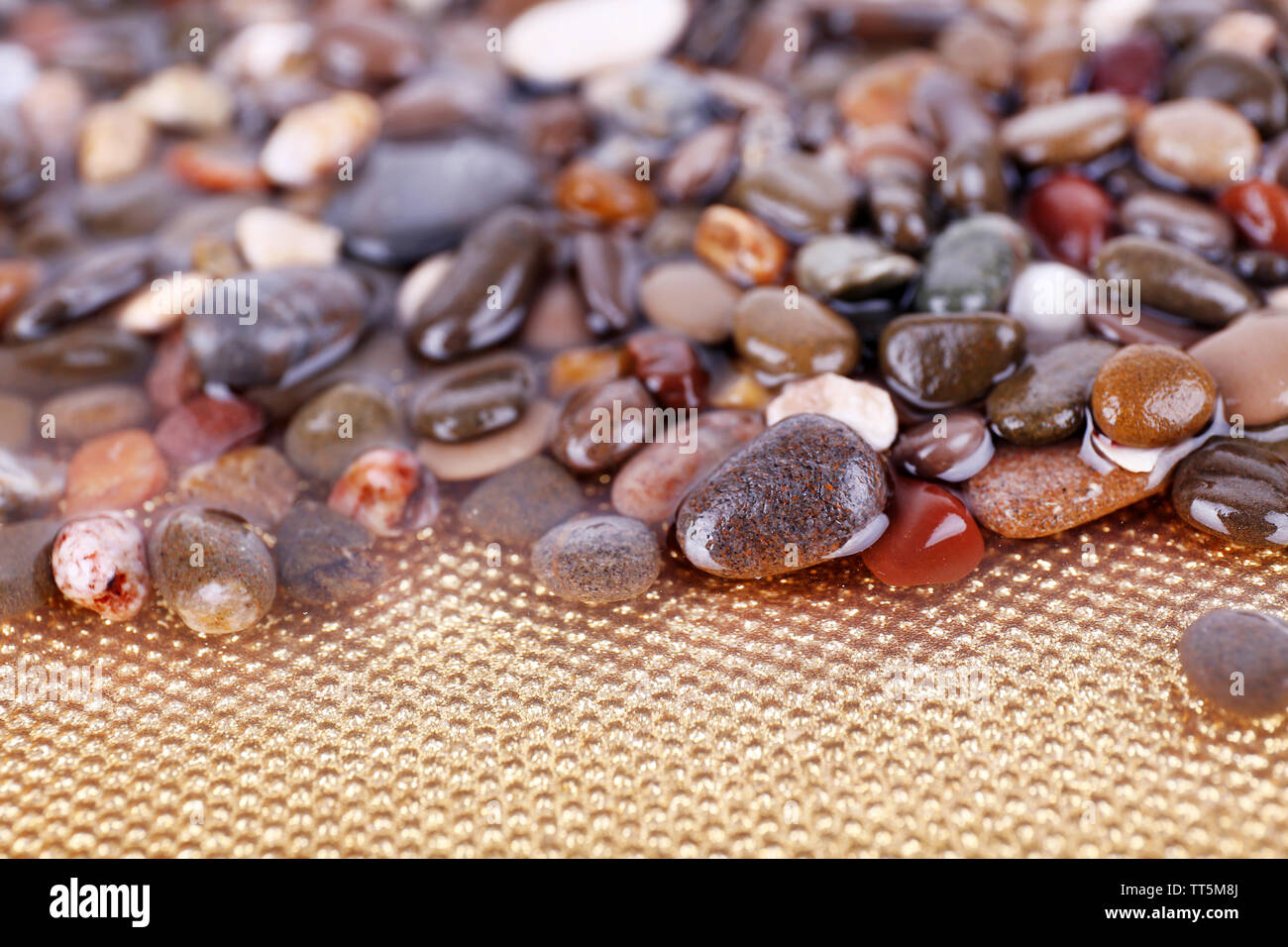 Sea stones on golden surface Stock Photo - Alamy