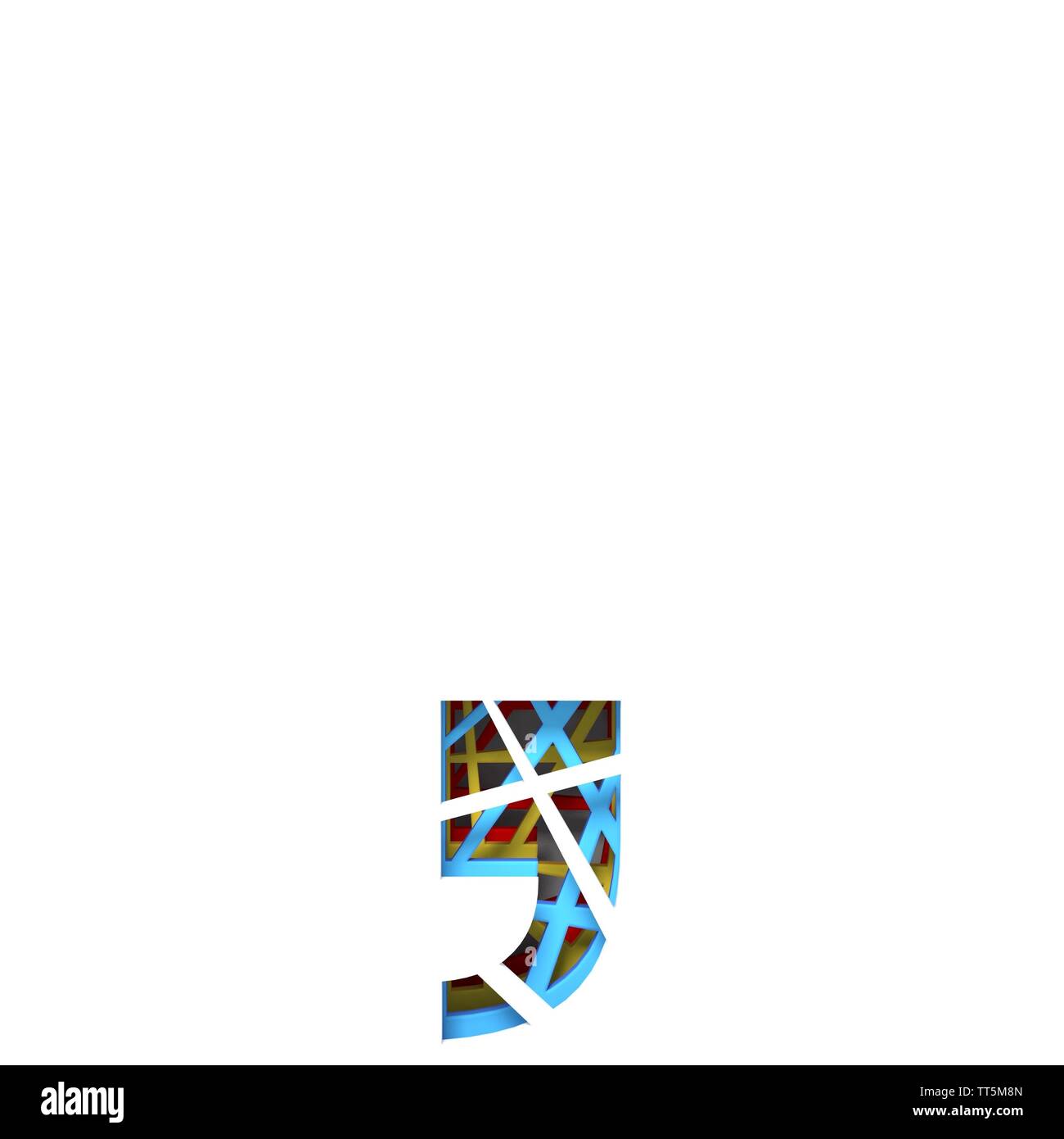 Colorful paper cut out font COMMA 3D render illustration isolated on ...