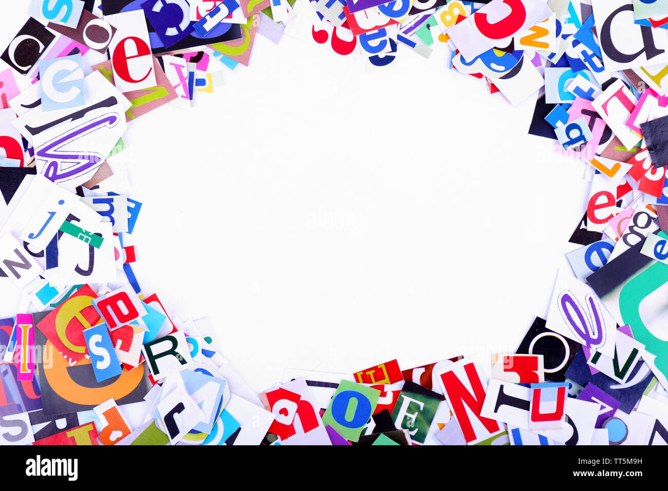 Colorful newspaper letters shaped as frame Stock Photo - Alamy