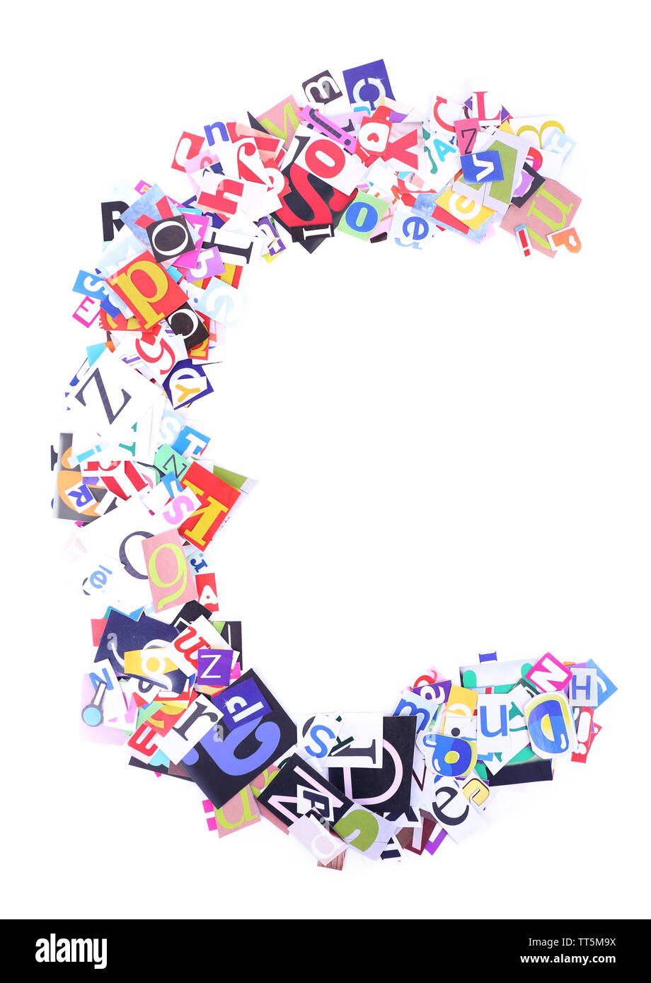 Letter C made of colorful newspaper letters isolated on white Stock ...