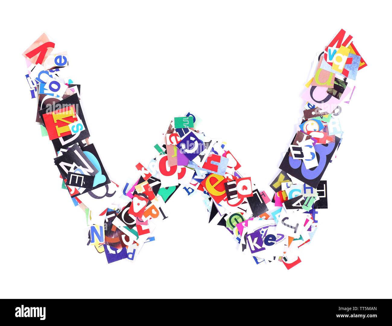 Letter W made of colorful newspaper letters isolated on white Stock ...