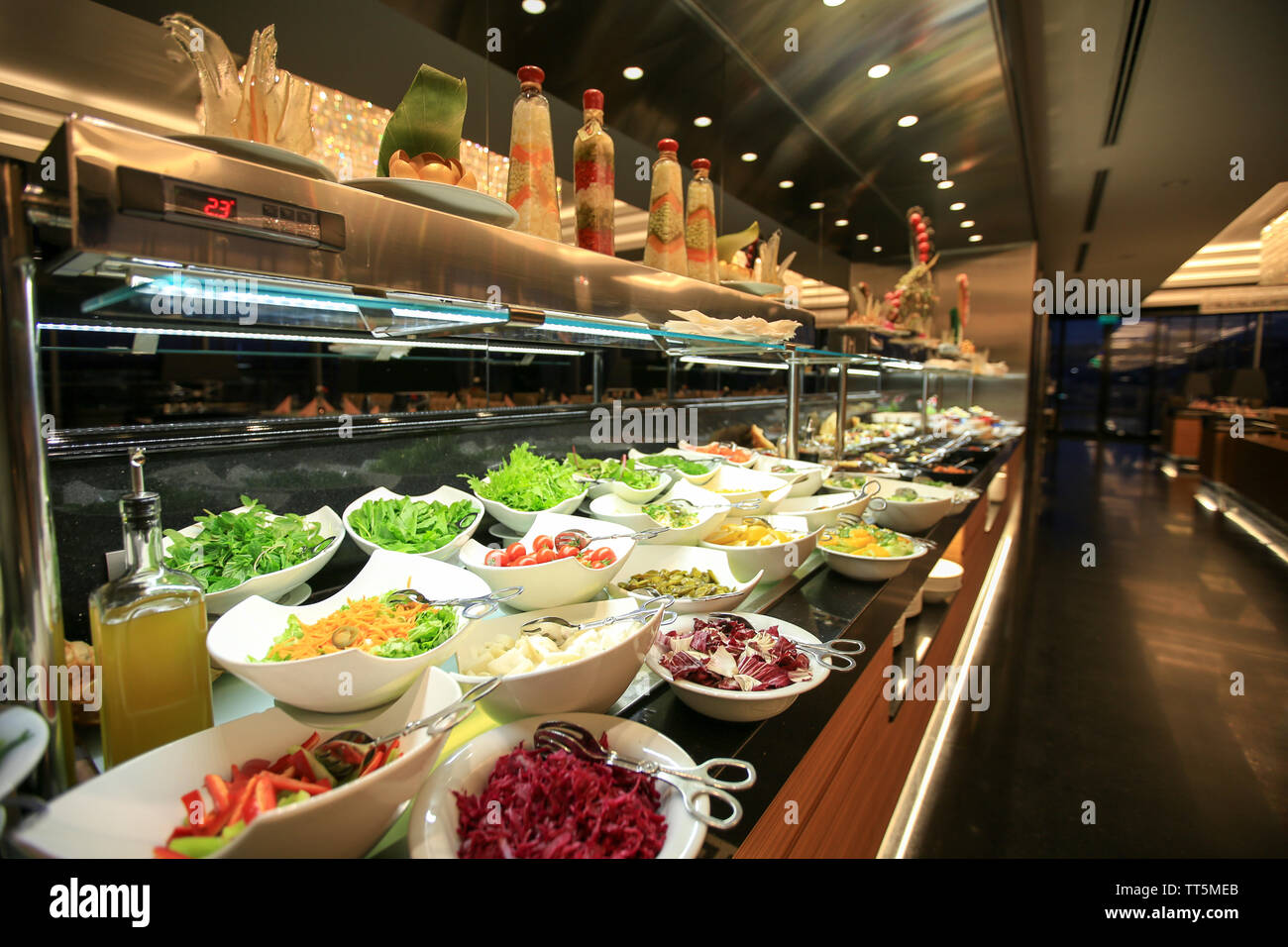 healthy salad and pickle open bar of a hotel Stock Photo - Alamy
