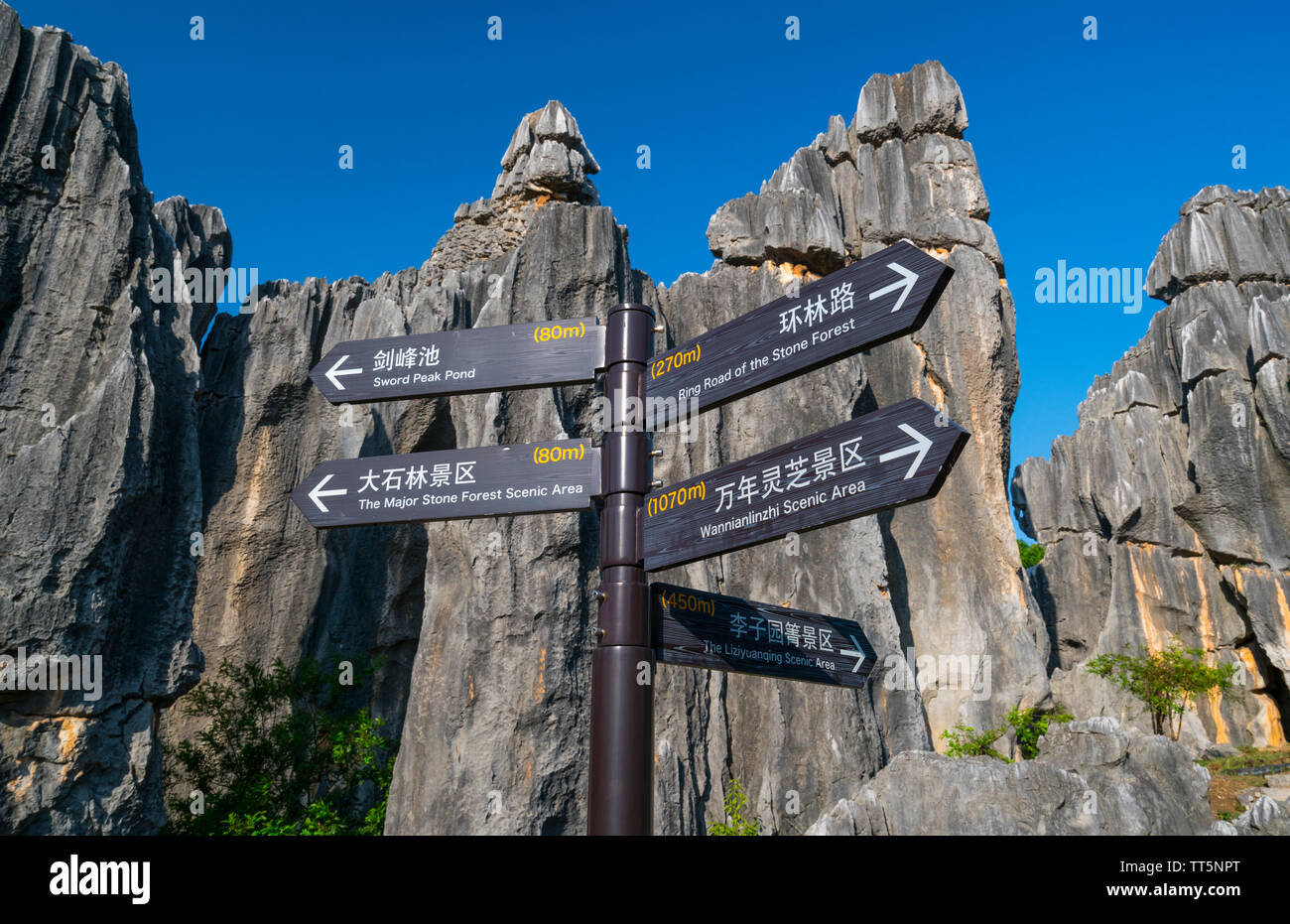 Signs of the main scenic areas of tall rocks formations of limestone ...