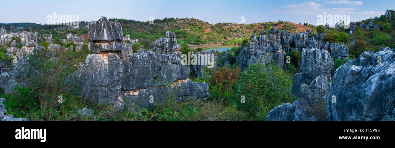 Ring itinerary among formations of limestone, The Stone Forest, Shilin ...