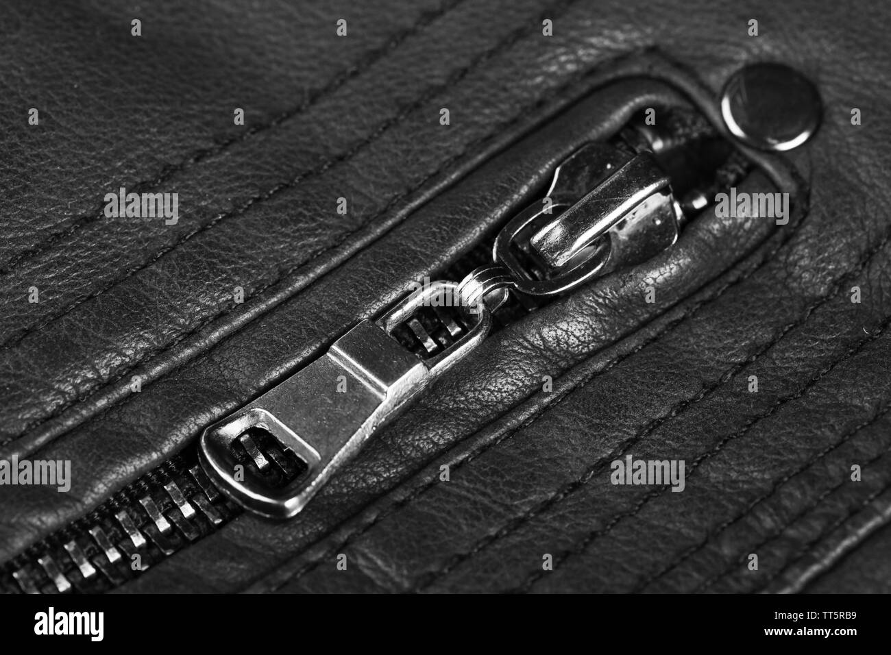 Zipper on jacket Black and White Stock Photos & Images - Alamy