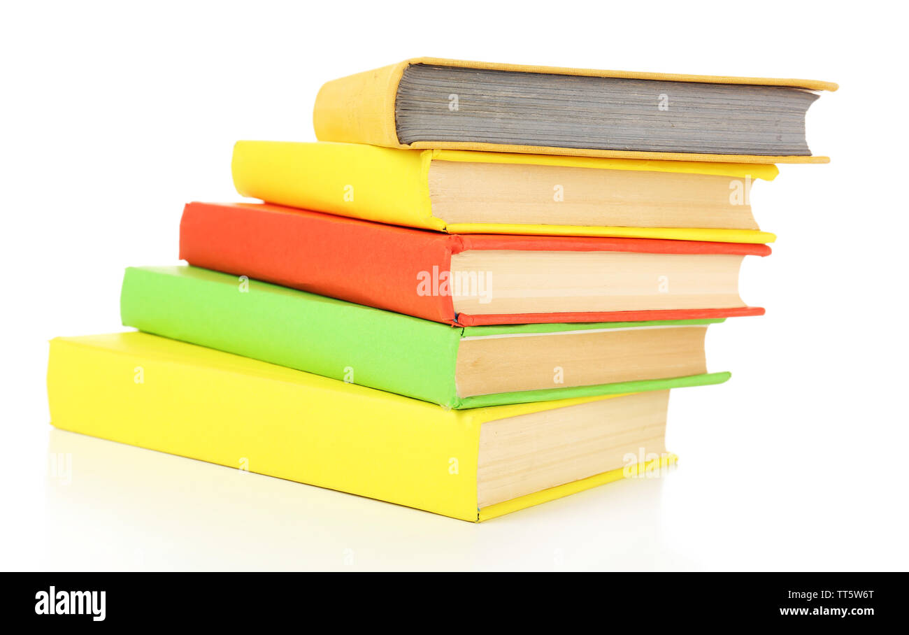 Stack of colorful books isolated on white Stock Photo - Alamy