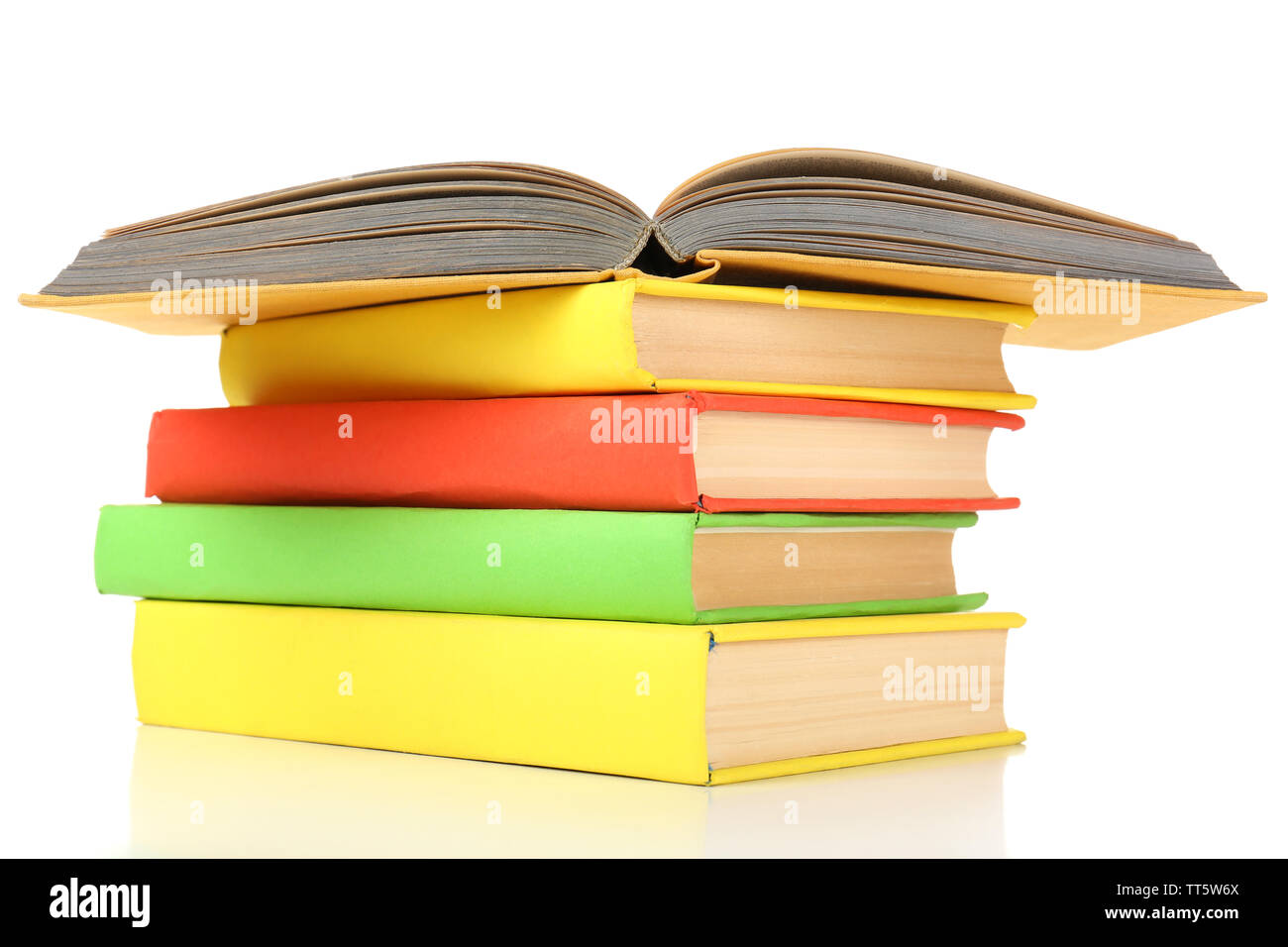 Stack of colorful books isolated on white Stock Photo - Alamy