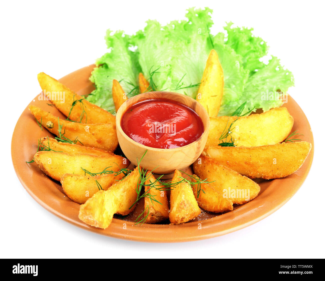 Homemade fried potato on plate isolated on white Stock Photo - Alamy