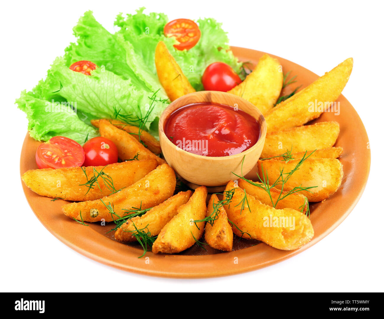 Homemade fried potato on plate isolated on white Stock Photo - Alamy