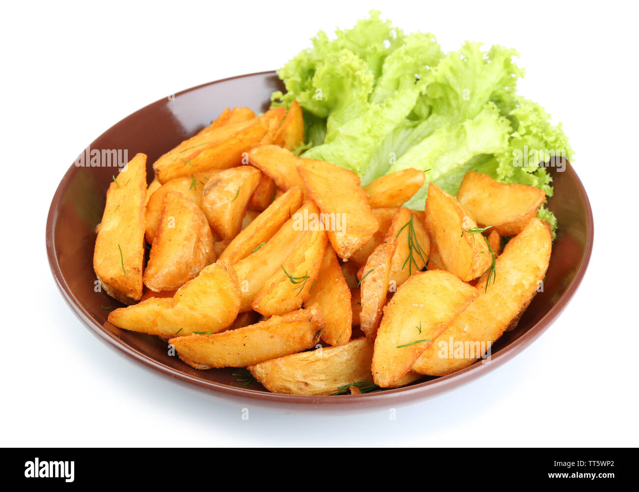 Homemade fried potato on plate isolated on white Stock Photo - Alamy