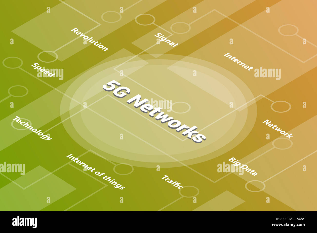 5g Network Or Networks Words Isometric 3d Word Text Concept With Some Related Text And Dot
