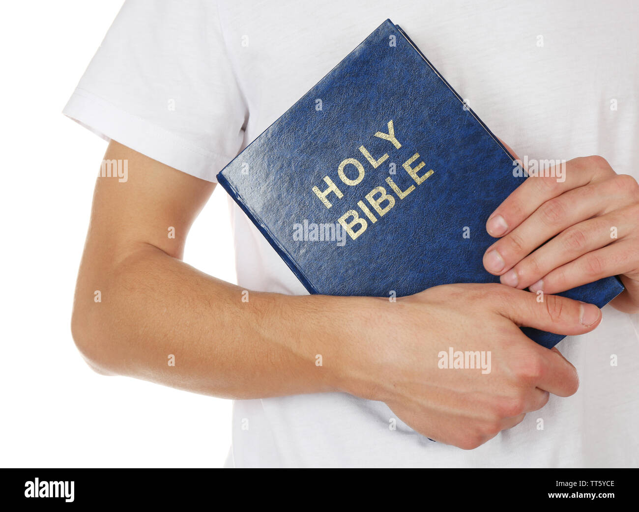 Man holding Bible close up Stock Photo - Alamy