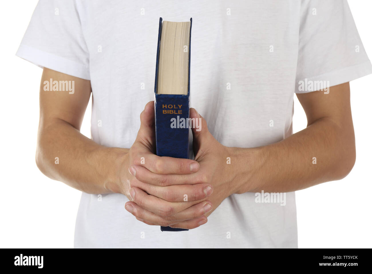 Man holding Bible close up Stock Photo - Alamy