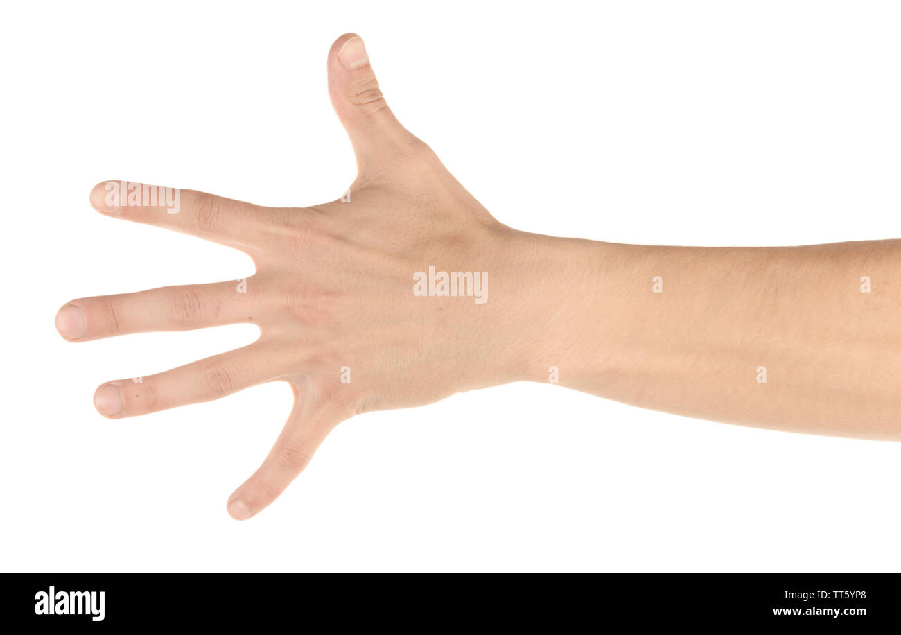 Men hand isolated on white Stock Photo - Alamy