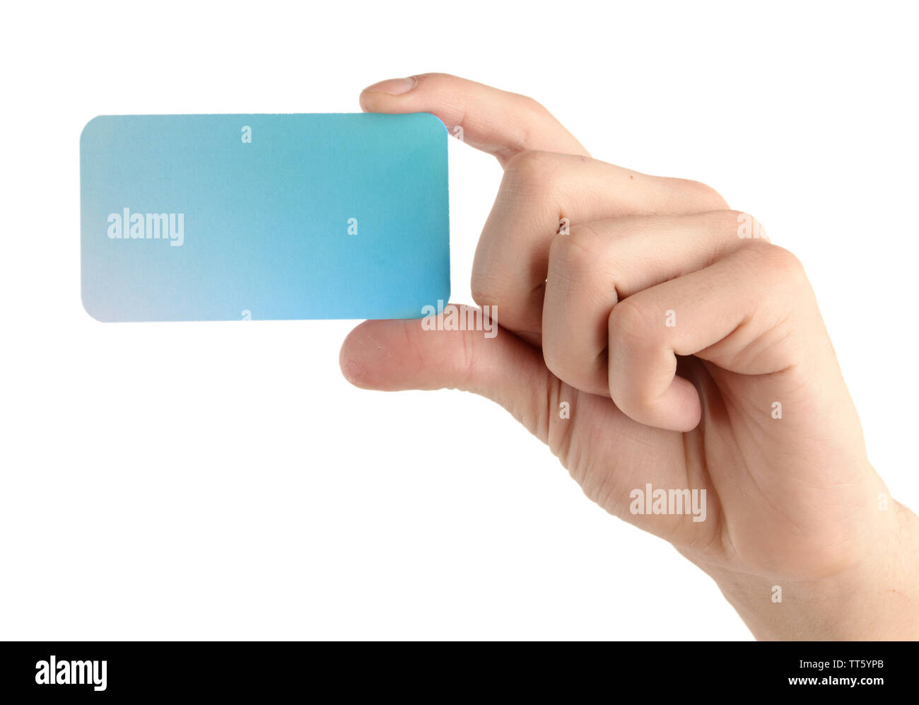 Man hand hold card isolated on white Stock Photo - Alamy