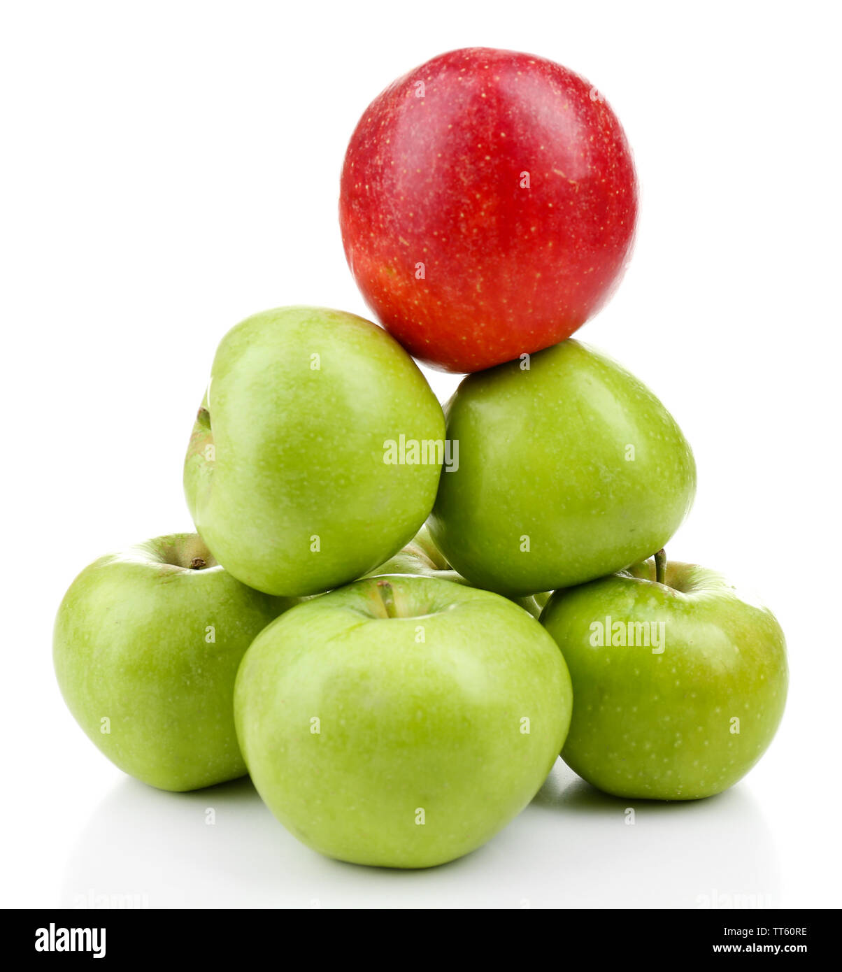 Juicy apples in shape of pyramid isolated on white Stock Photo - Alamy