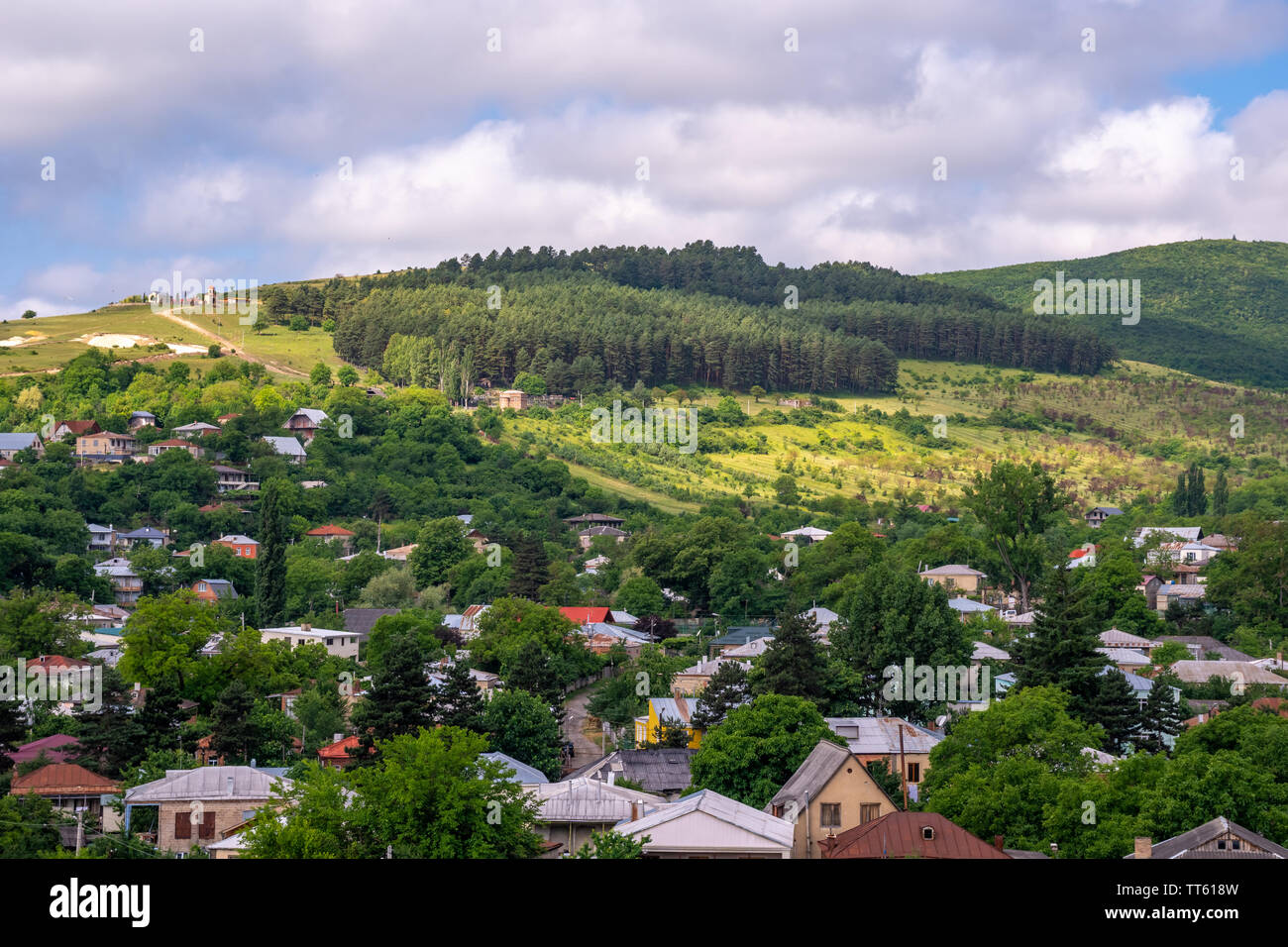 Panorama of Surami town in Shida Kartli region, travel to Georgia Stock ...