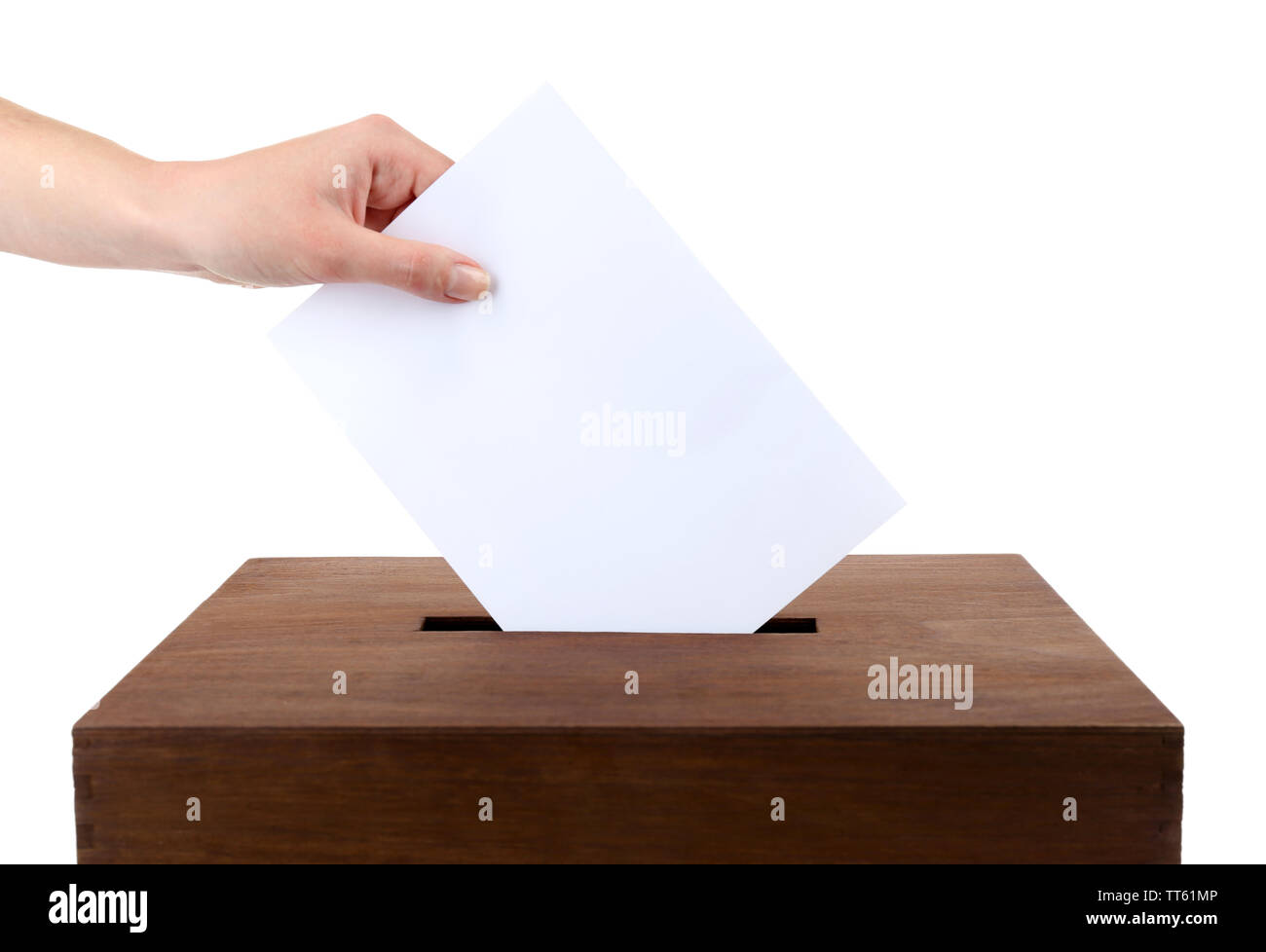 Human hand inserting envelope in mailbox isolated on white Stock Photo ...