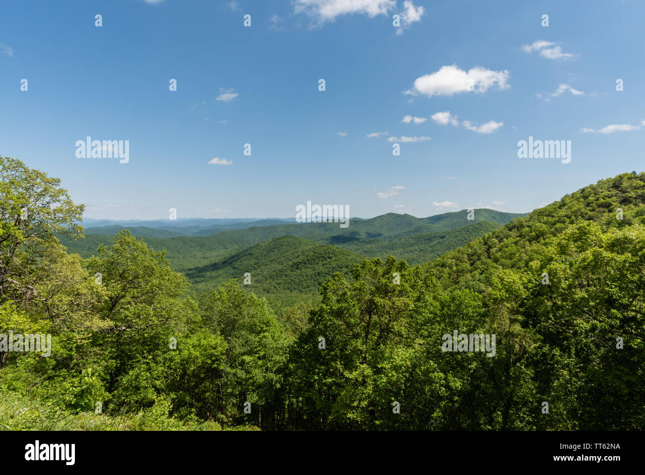 Beautiful Blue Ridge Parkway vista in springtime, North Carolina Stock ...
