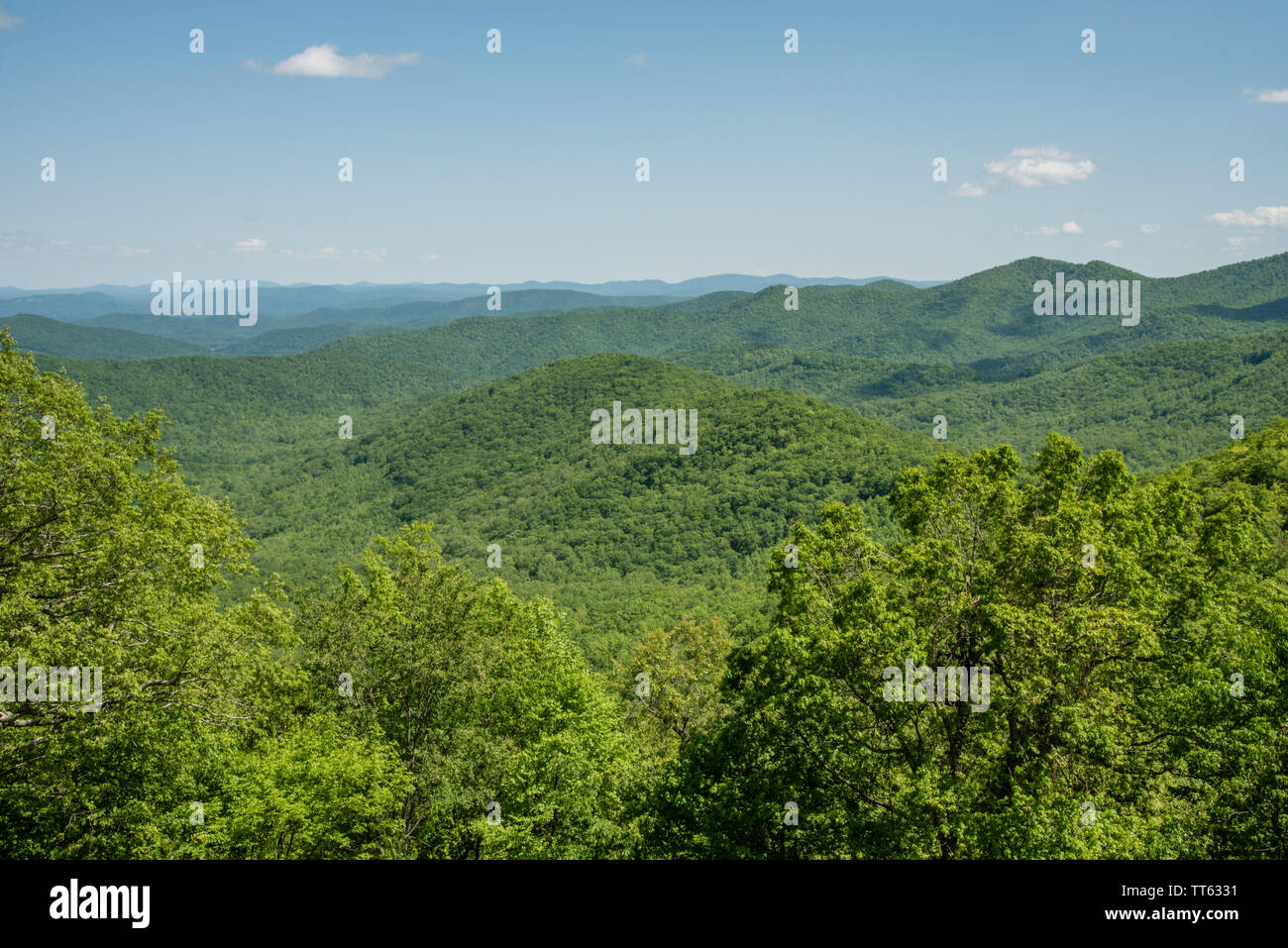 Beautiful Blue Ridge Parkway vista in springtime, North Carolina Stock ...