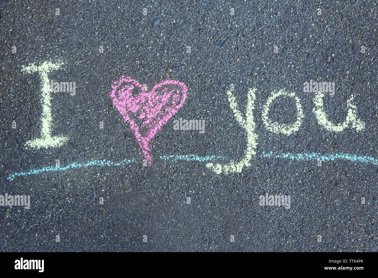 I love you words, written on pavement Stock Photo - Alamy
