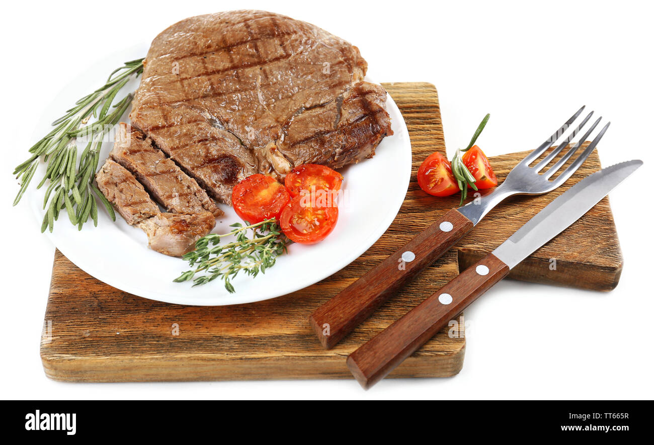 Delicious grilled meat isolated on white Stock Photo - Alamy