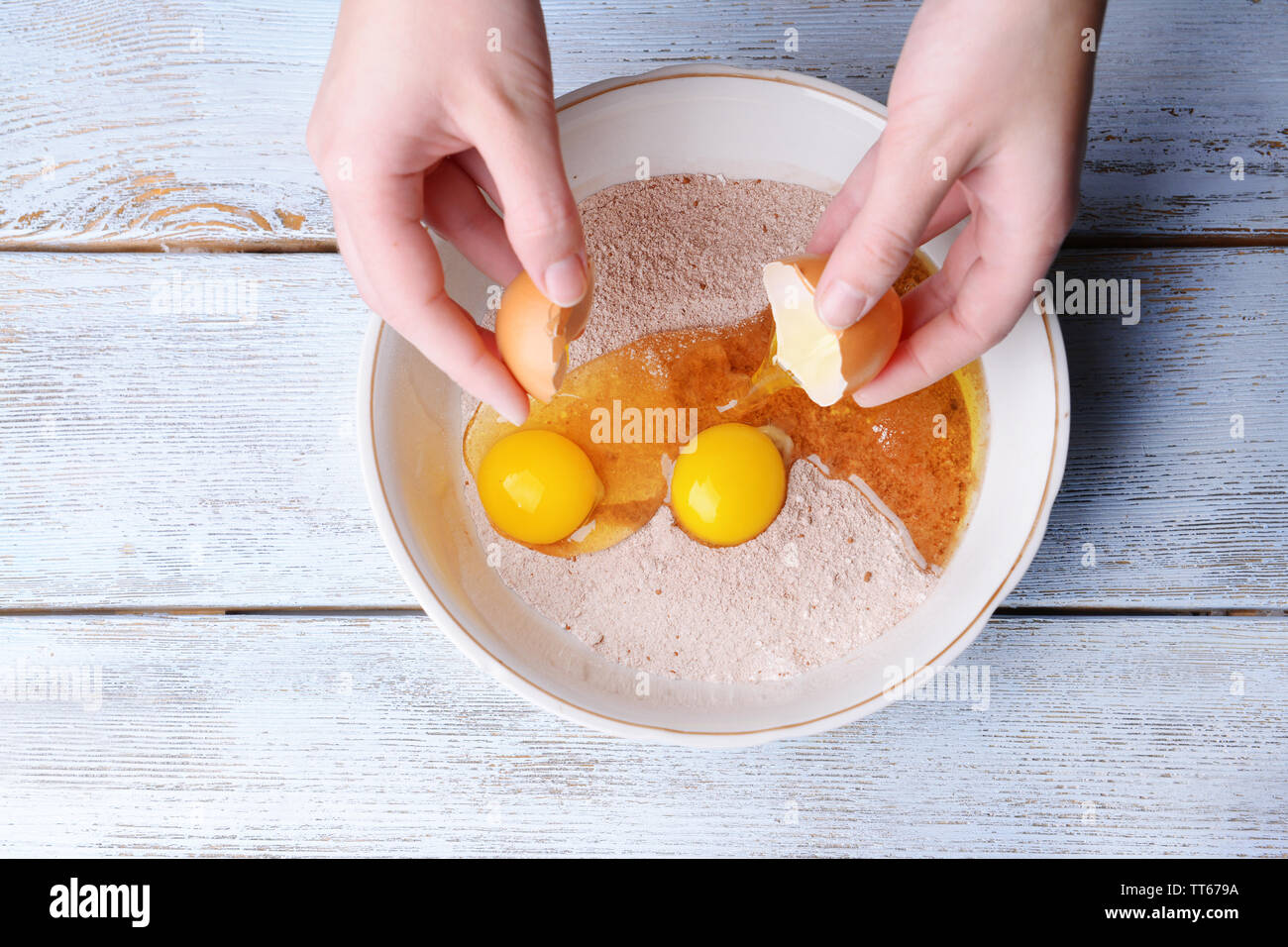 Preparing dough, mixing ingredients Stock Photo - Alamy