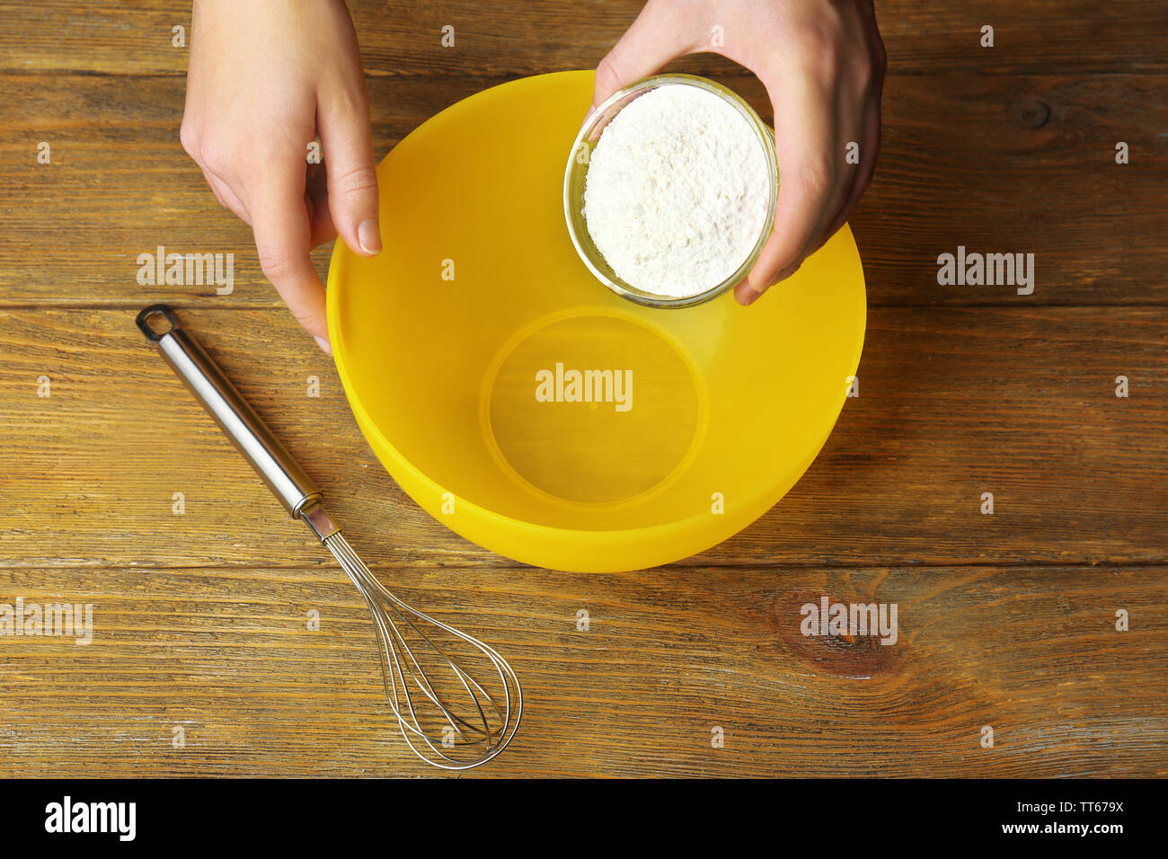 Preparing dough, mixing ingredients Stock Photo - Alamy