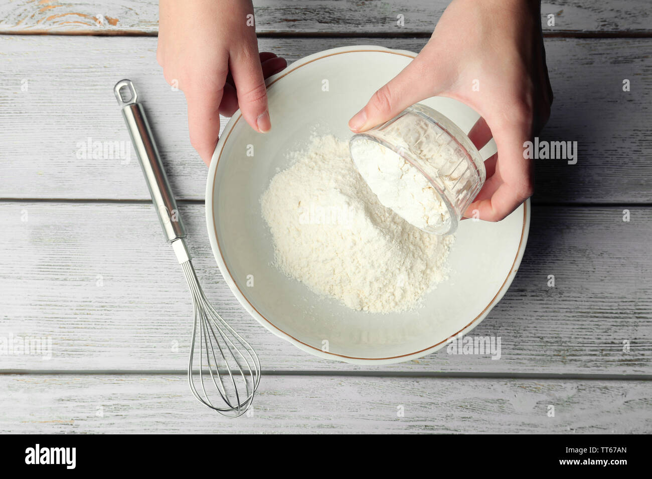 Preparing dough, mixing ingredients Stock Photo - Alamy