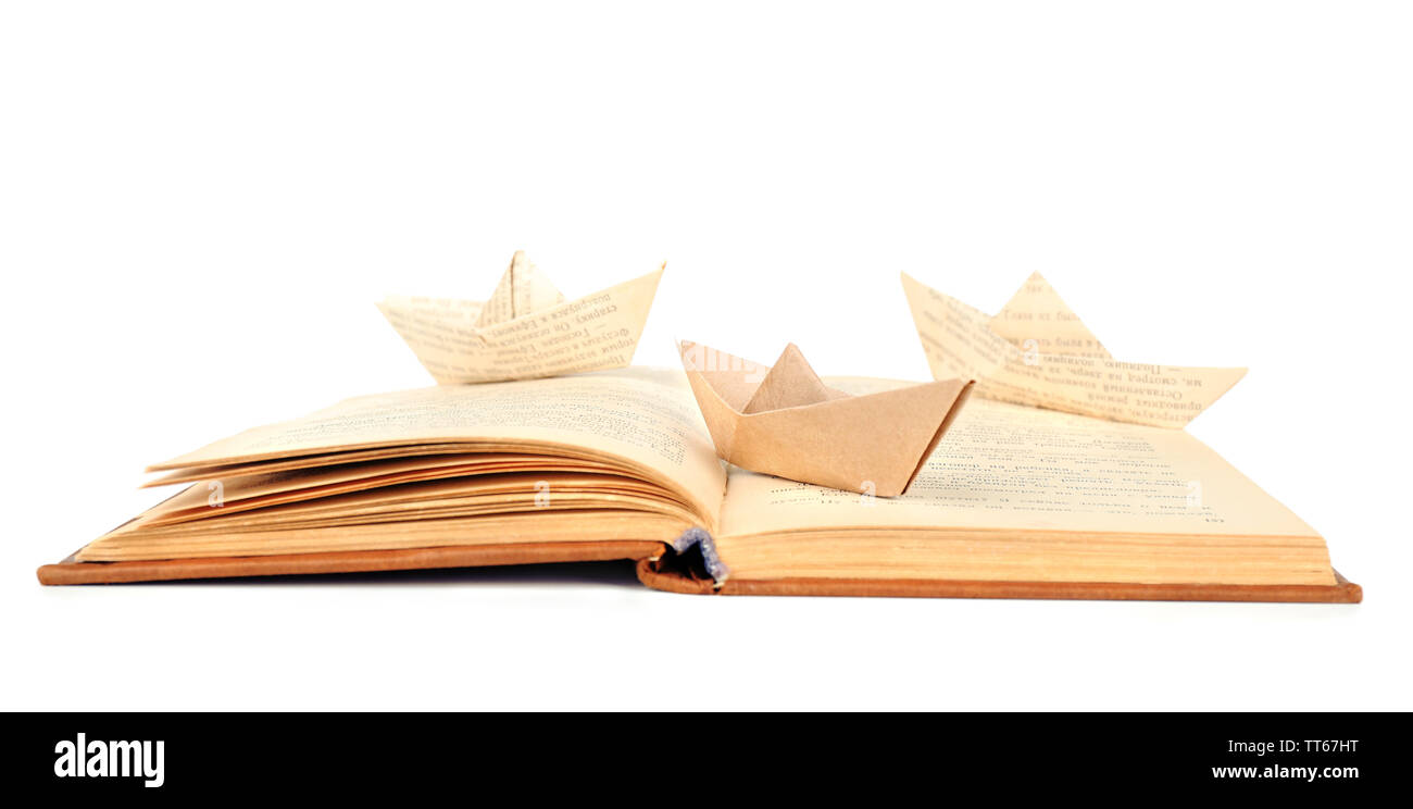Origami boat, book hi-res stock photography and images - Alamy