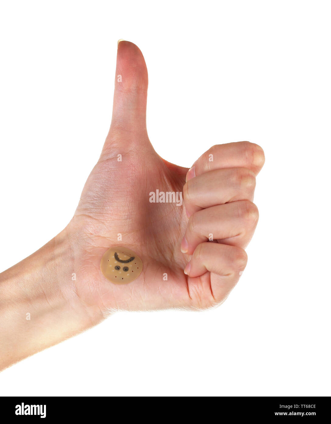 Wounded hand with plaster isolated on white Stock Photo - Alamy