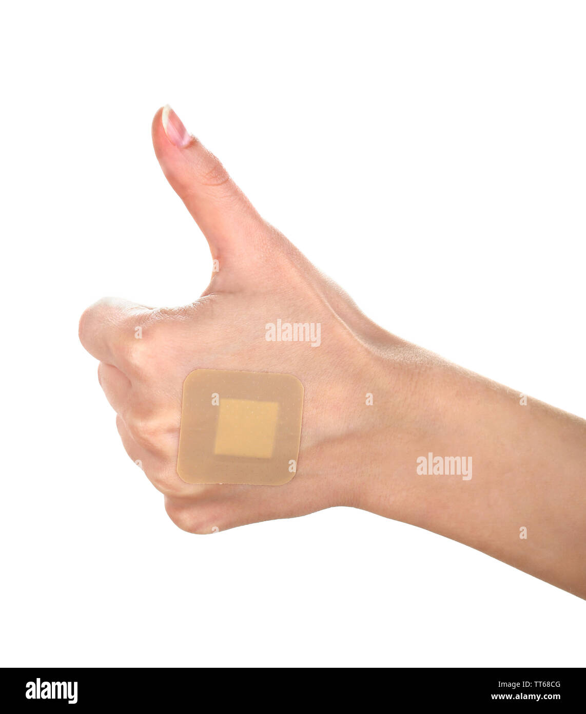 Wounded hand with plaster isolated on white Stock Photo - Alamy