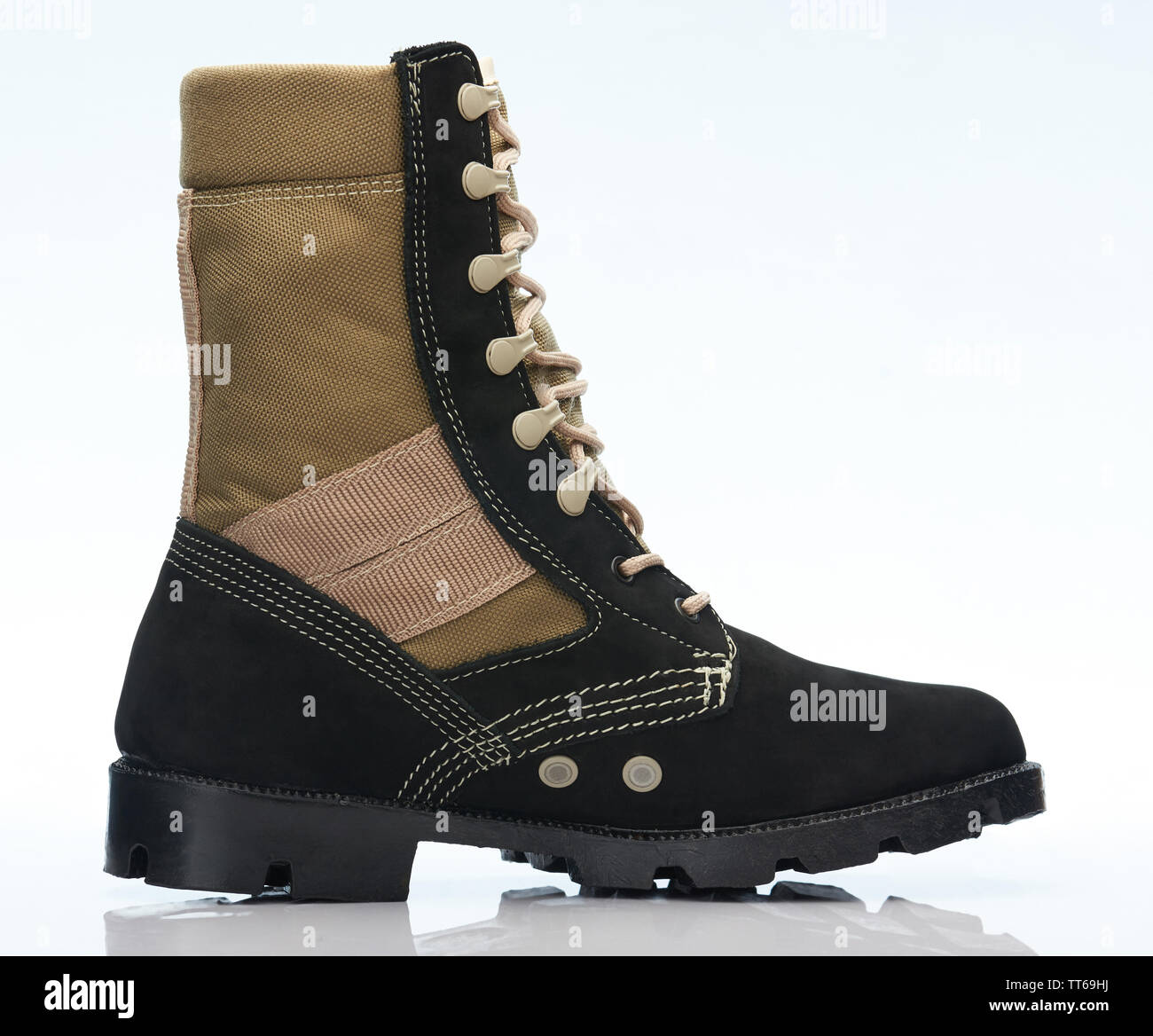 One military tall shoe side view isolated on white background Stock ...