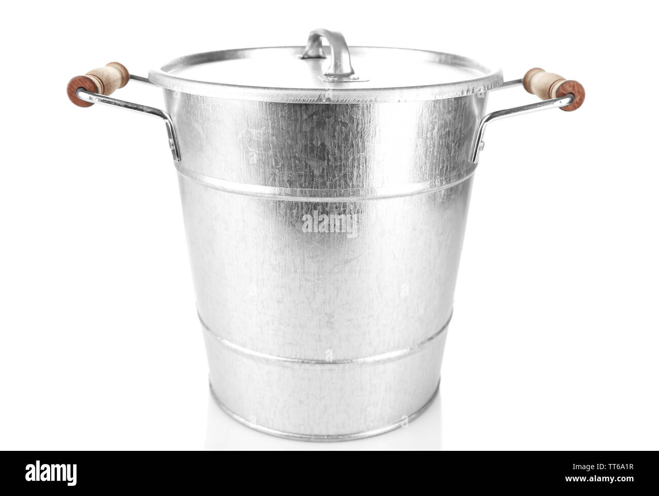 Bucket with handles isolated on white Stock Photo - Alamy