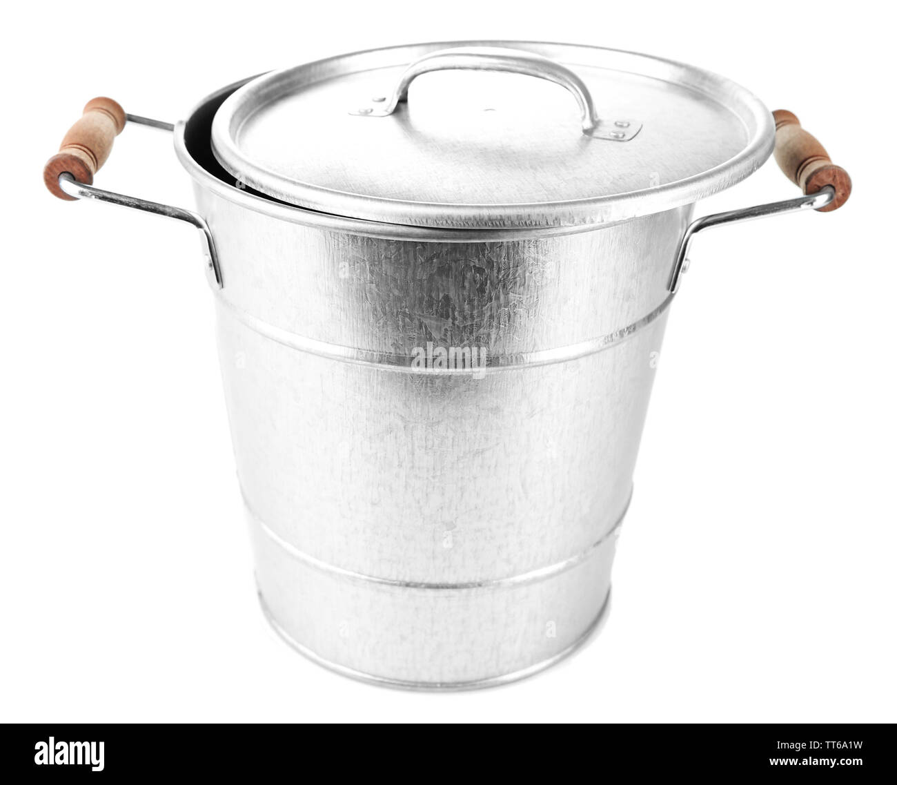 Bucket with handles isolated on white Stock Photo - Alamy