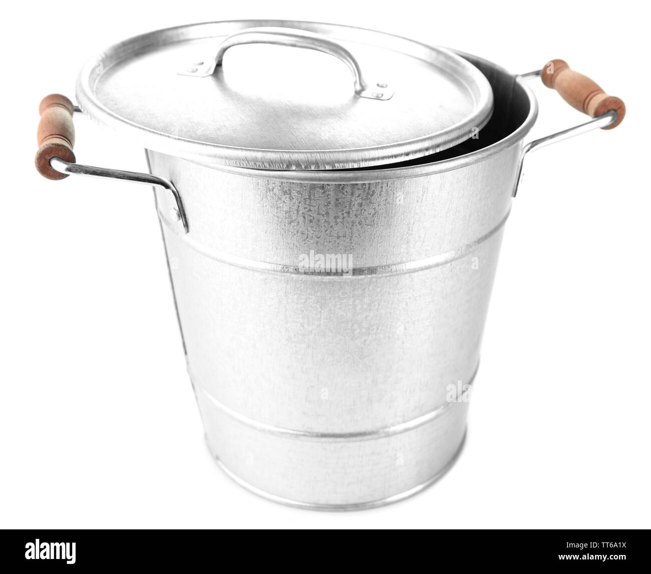 Bucket with handles isolated on white Stock Photo - Alamy