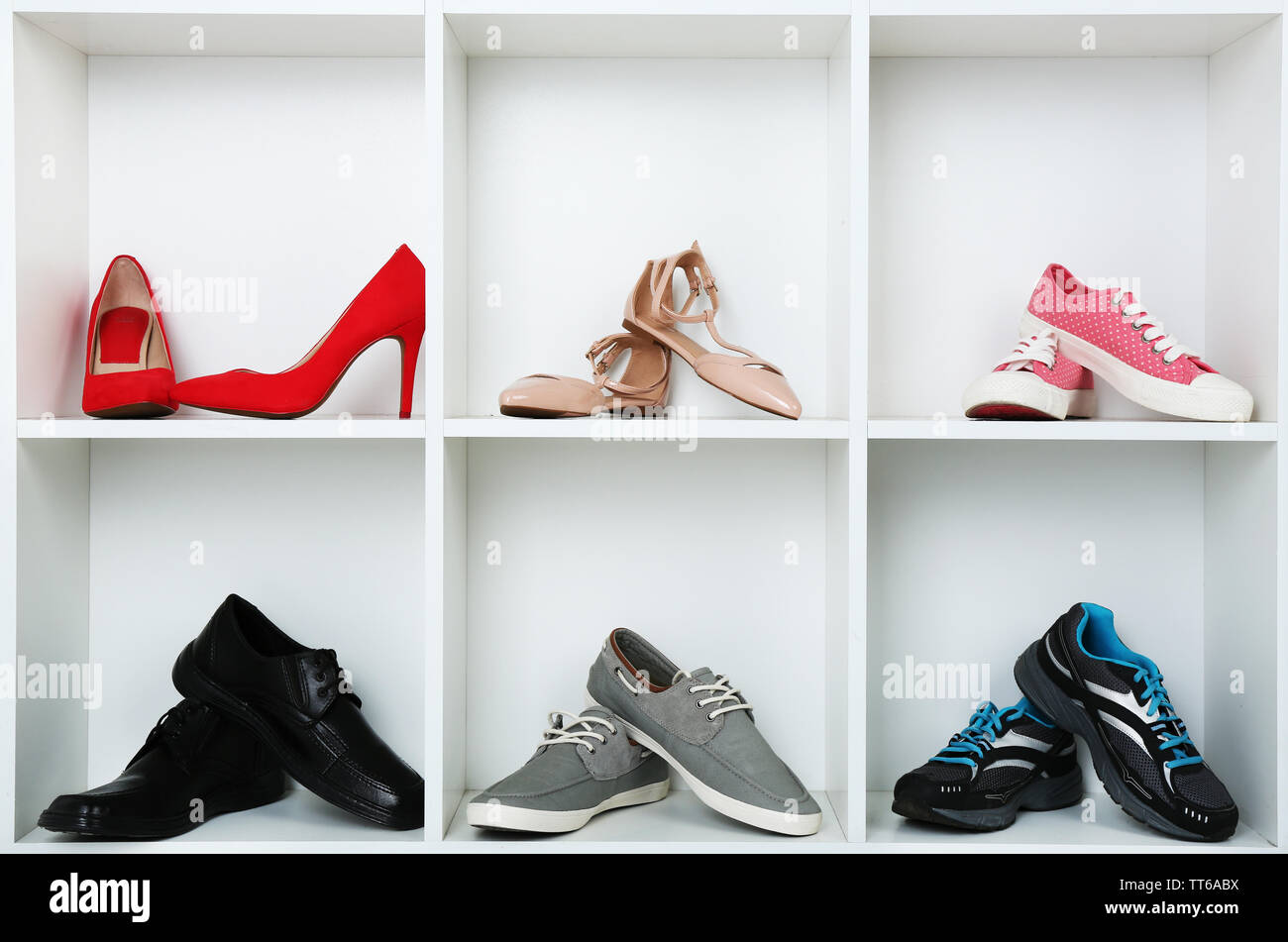 Collection of shoes on shelves Stock Photo - Alamy