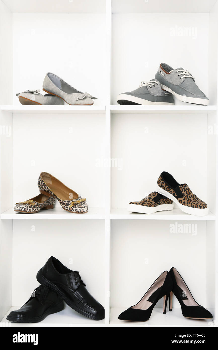 Collection of shoes on shelves Stock Photo - Alamy