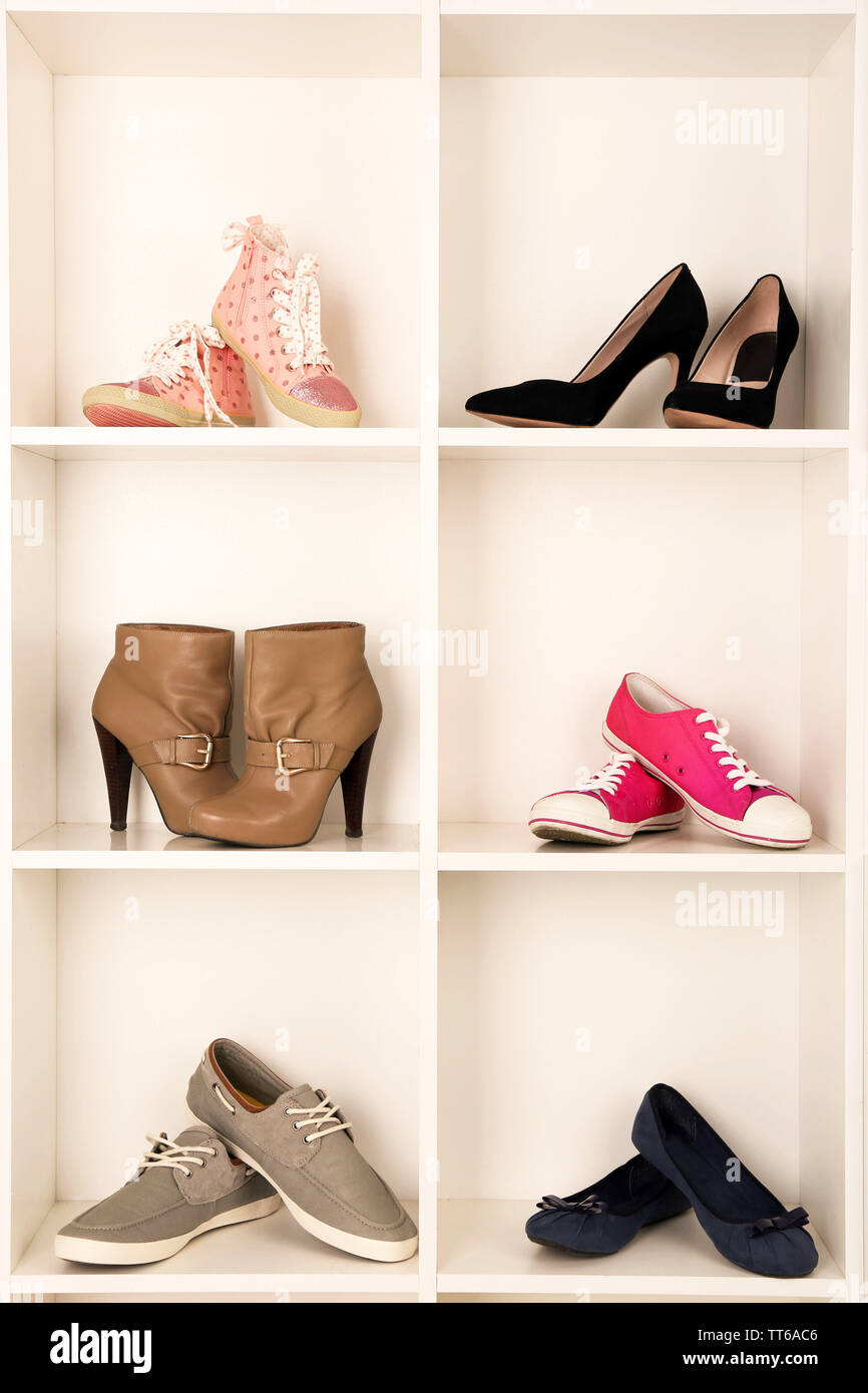 Collection of shoes on shelves Stock Photo - Alamy