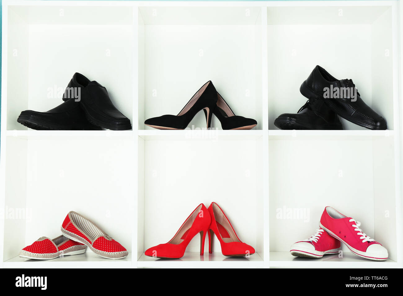 Collection of shoes on shelves Stock Photo - Alamy