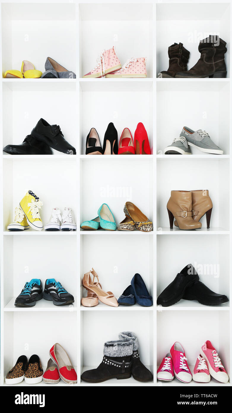 Collection of shoes on shelves Stock Photo - Alamy