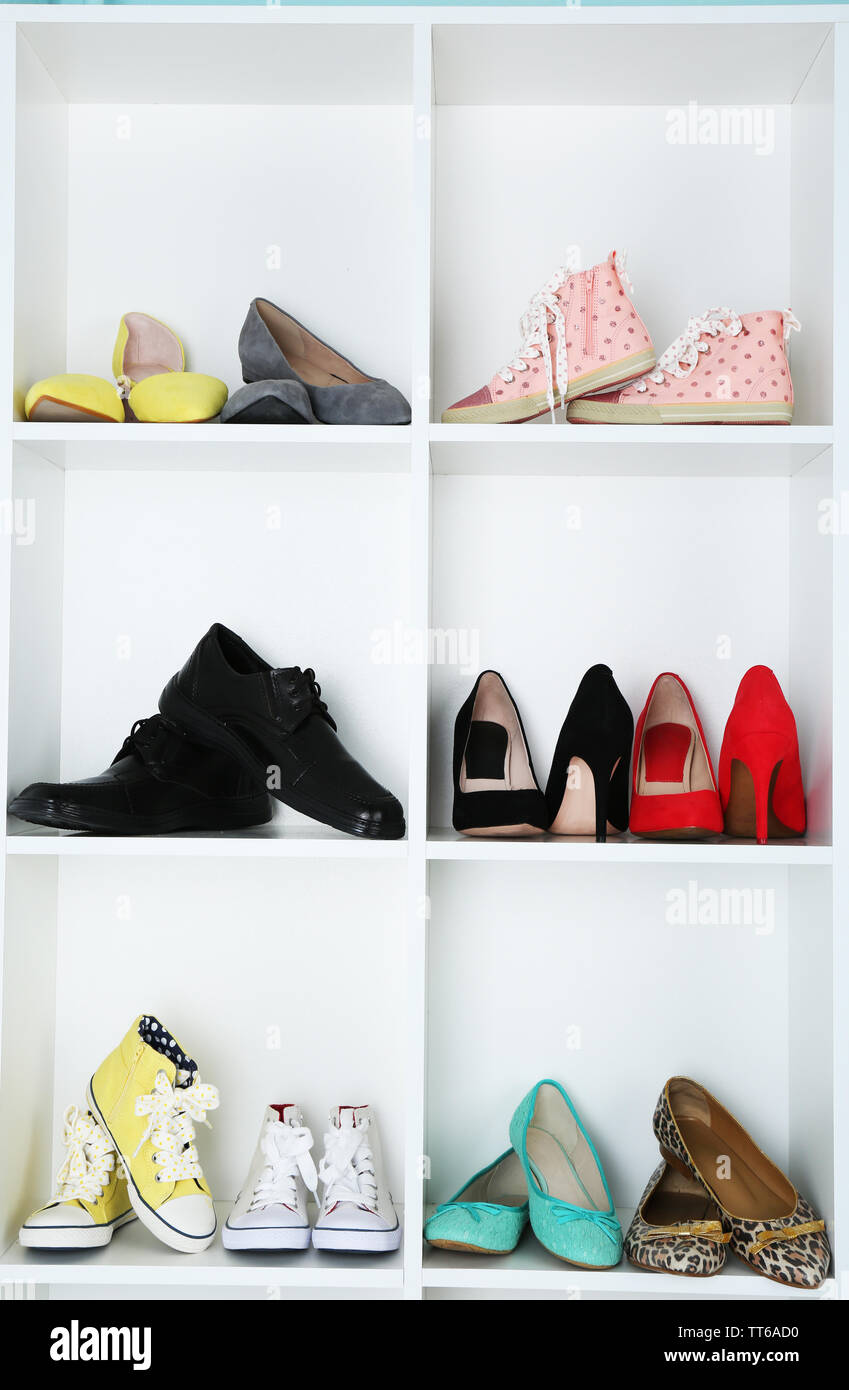 Collection of shoes on shelves Stock Photo - Alamy