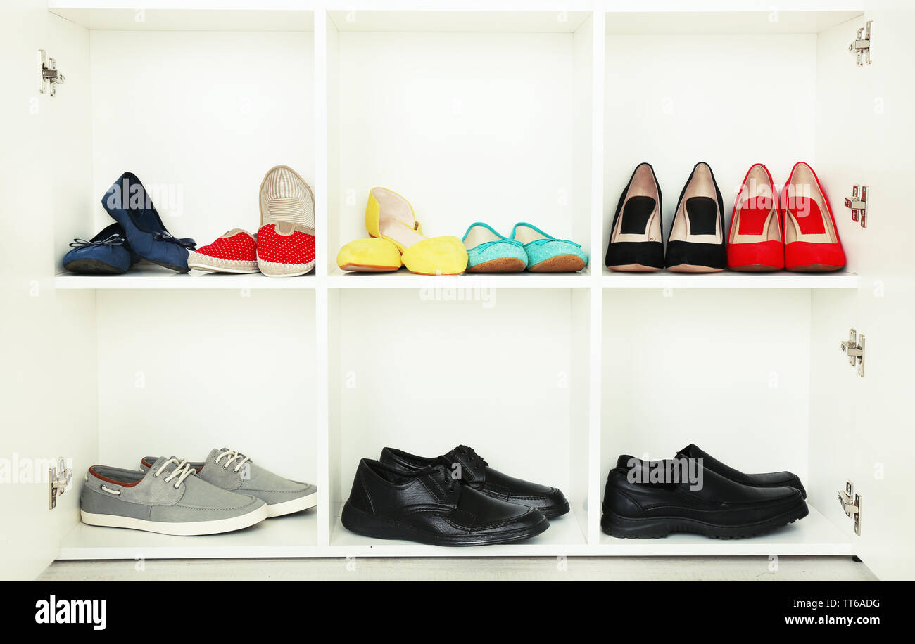Collection of shoes on shelves Stock Photo - Alamy