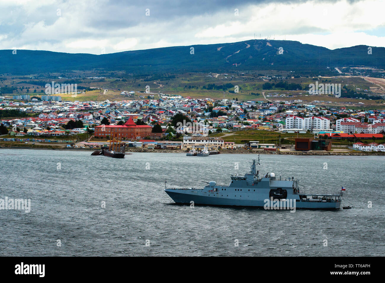 Ships in Punta Arenas Port, Magallanes Province, Patagonia, Chile ...