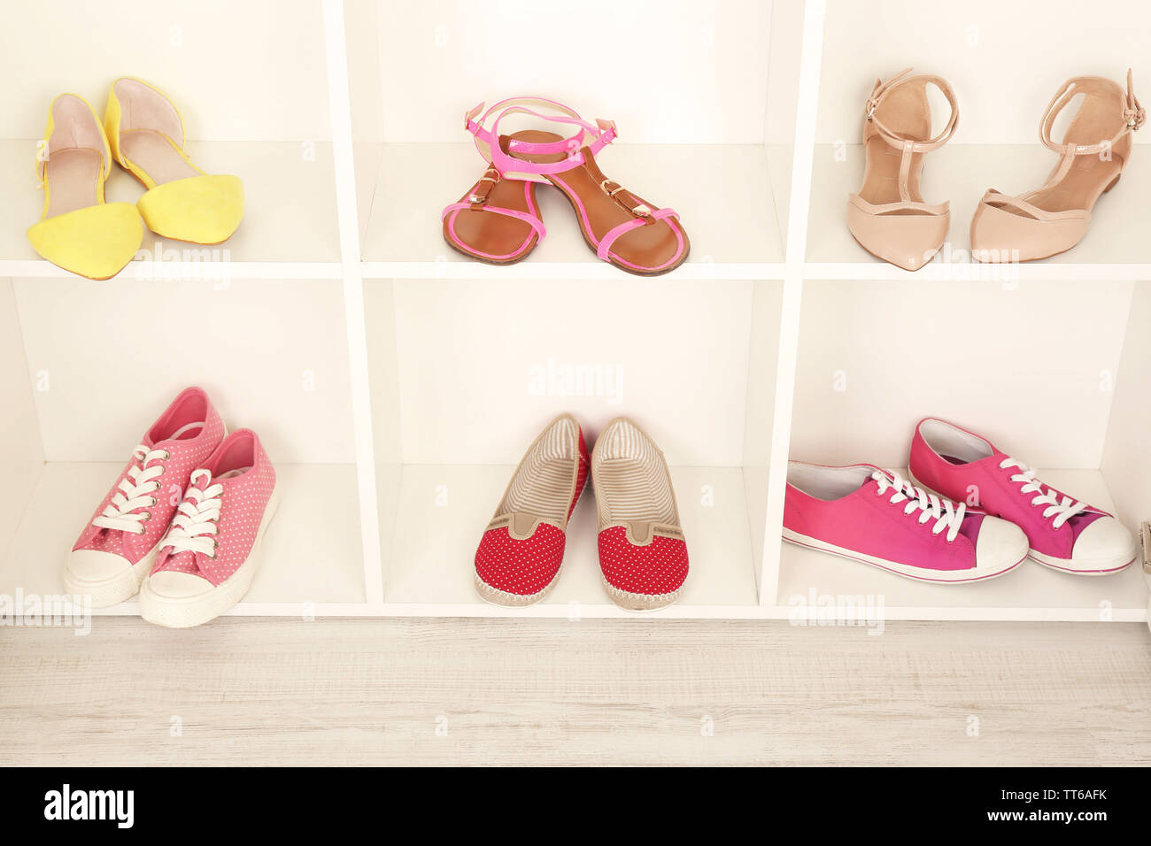 Collection of shoes on shelves Stock Photo - Alamy