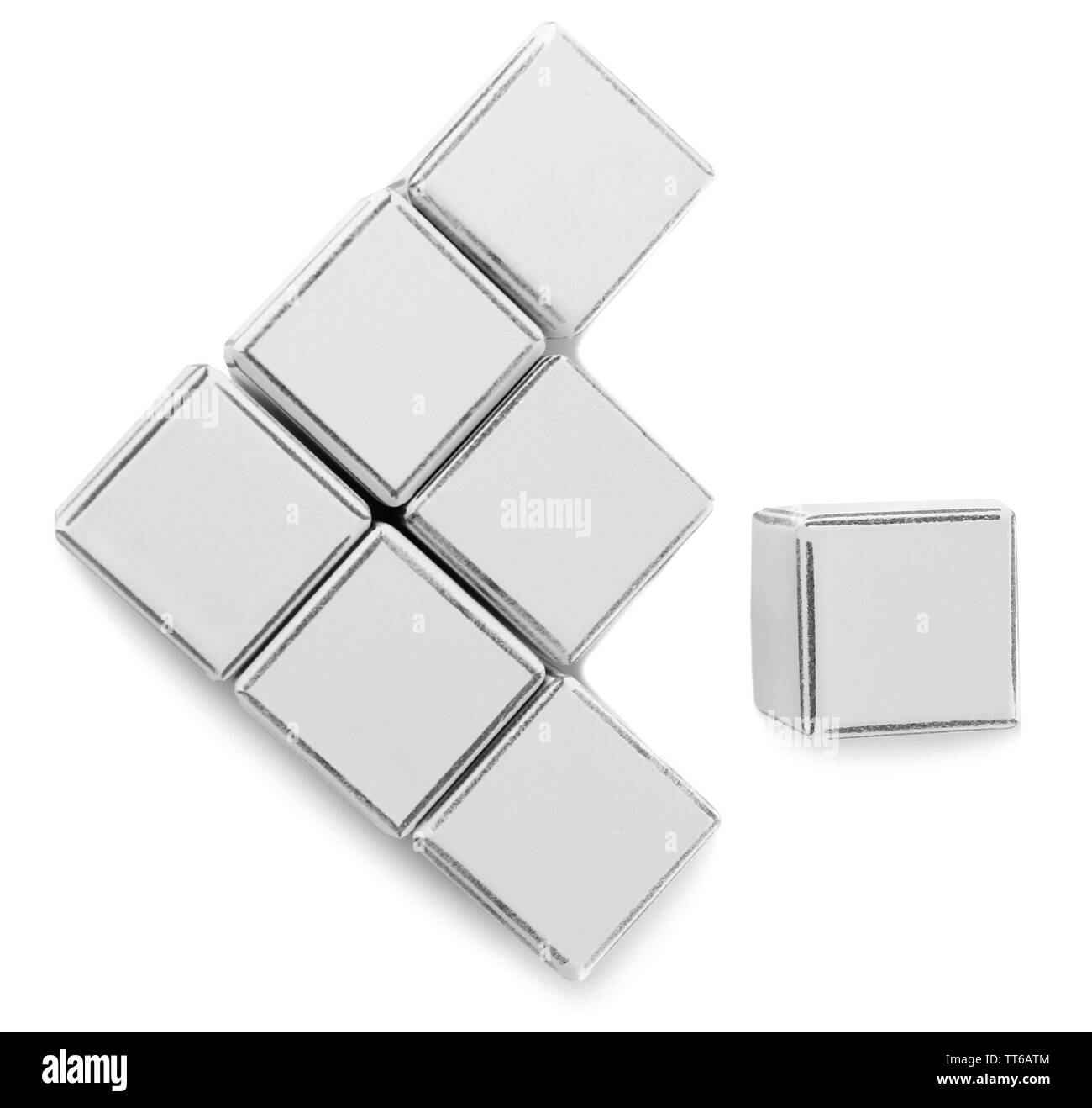 Wooden cubes isolated on Black and White Stock Photos & Images - Alamy