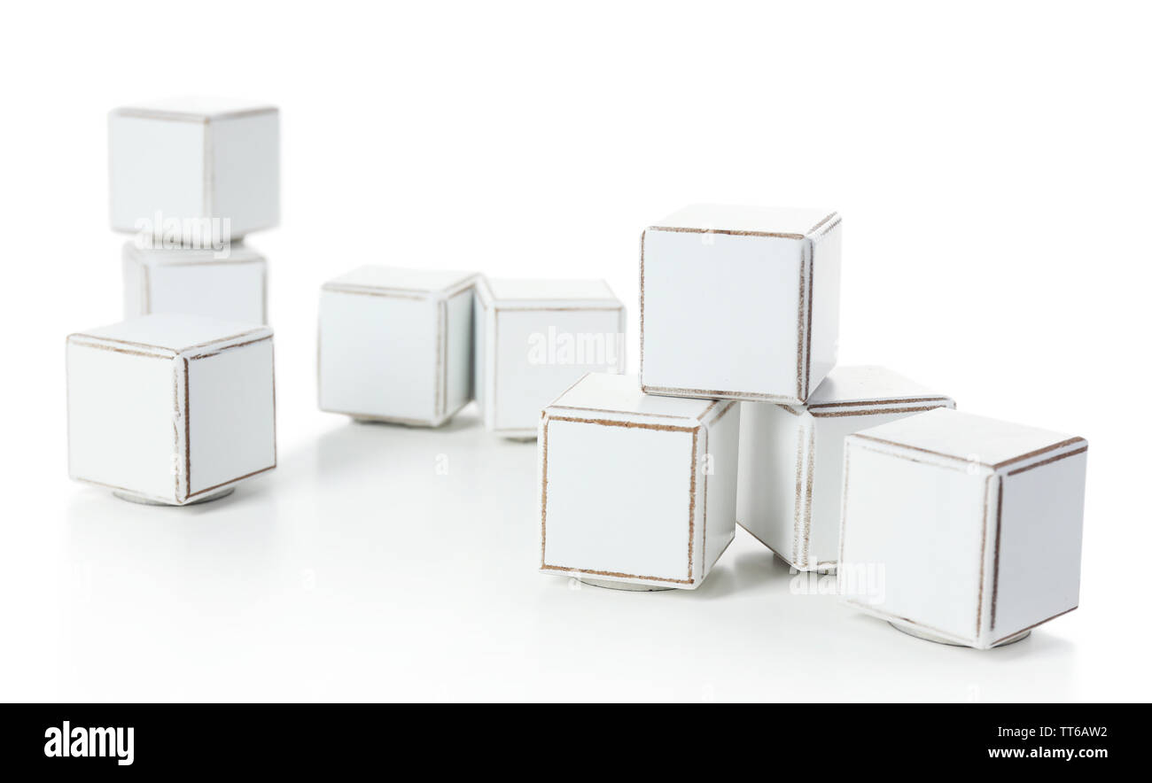 Educational cubes, isolated on white Stock Photo - Alamy