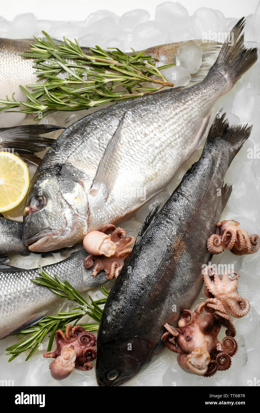 Fresh fish on ice Stock Photo - Alamy