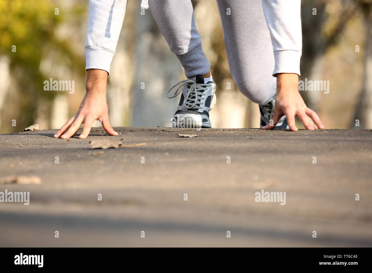 Runner feet on road, outdoors Stock Photo - Alamy