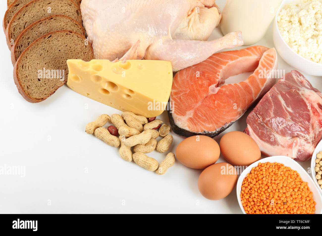 Food high in protein close-up Stock Photo - Alamy